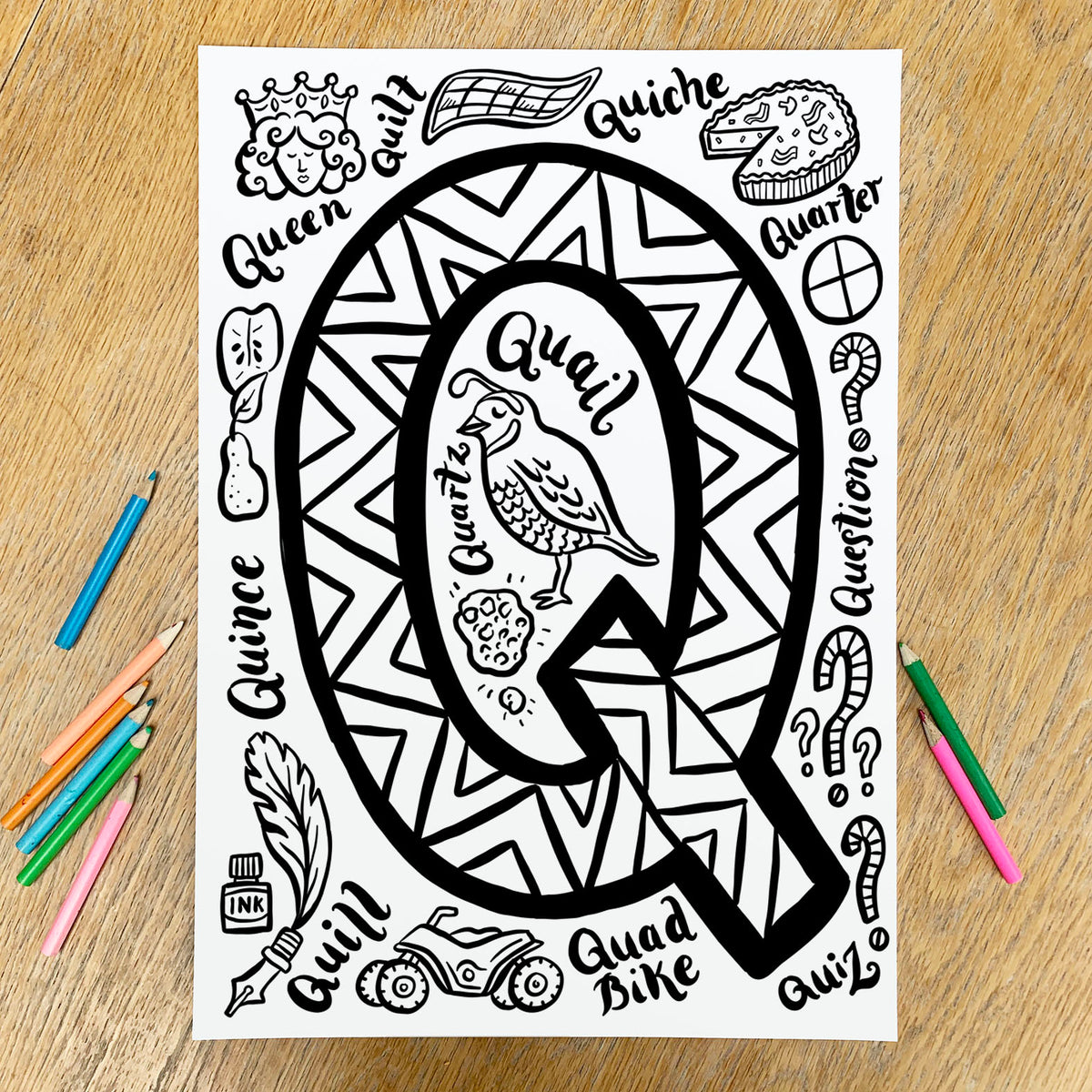 Letter Q Colouring Poster - download – Lucy Loves This